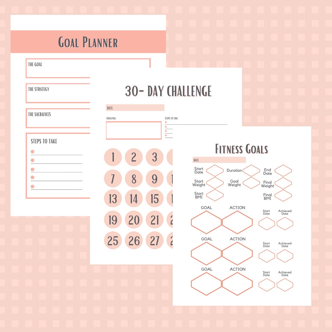 BUNDLE - Fitness Planner Printable, Health Planner, Fitness Journal ...