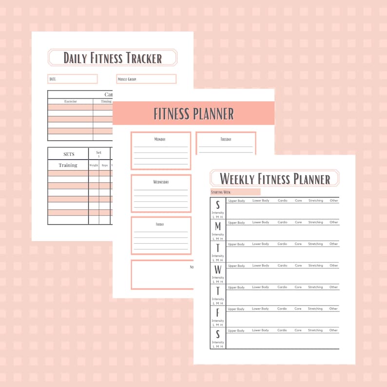 BUNDLE - Fitness Planner Printable, Health Planner, Fitness Journal ...