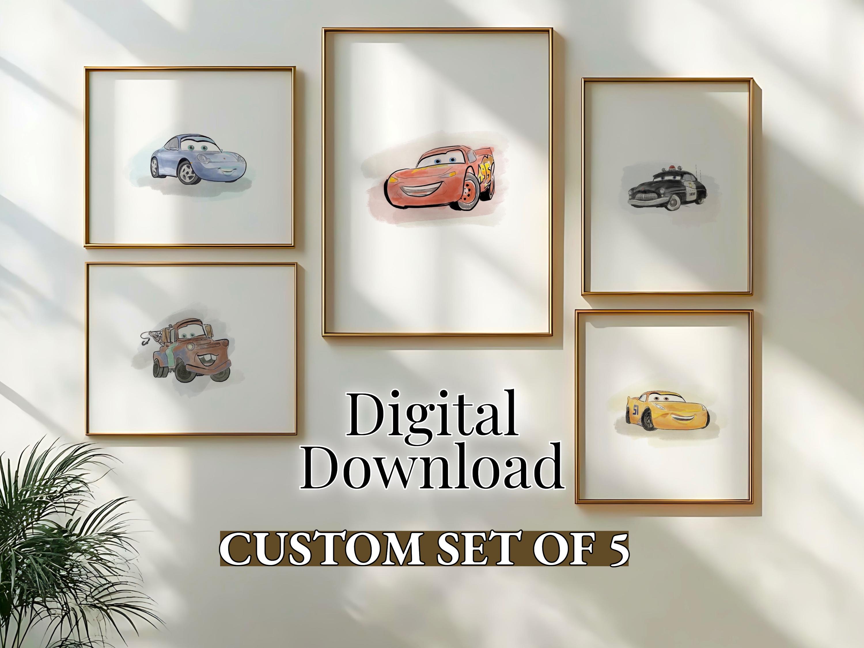 CUSTOM Pixar Cars Digital Download Lightning Mcqueen Printable Set of 5 ...