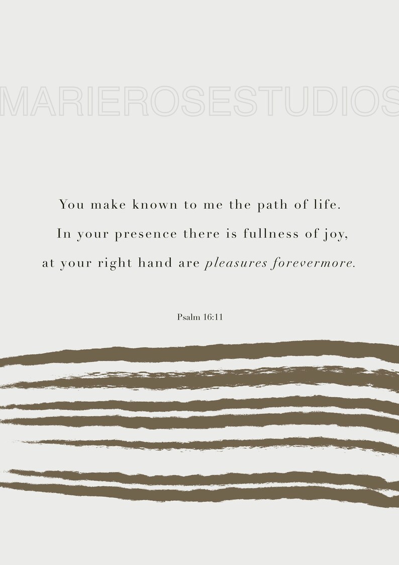 Psalm 16:11 A3 Digital Download Print Bible Verse Scripture Wall Art ...