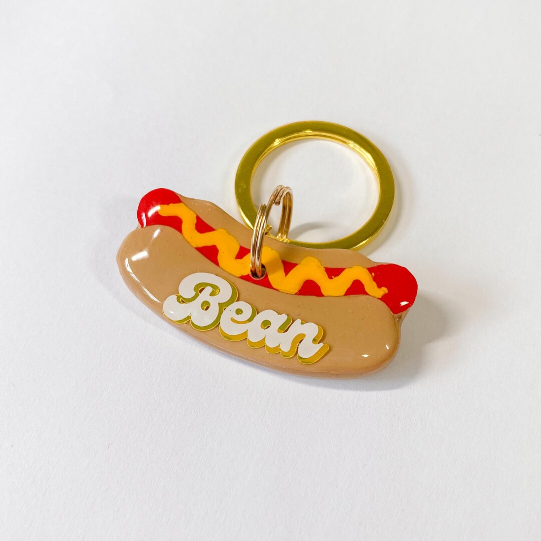 Hot Dog Tag | Weiner Dog Personalized Pet Tags Foodie Tag Resin Pet ...