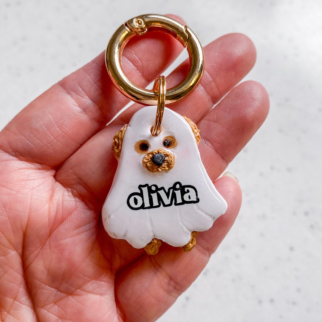 Custom Dog/cat Ghost Pet Tag | Halloween's Pet Tags Polymer Clay Pet ...