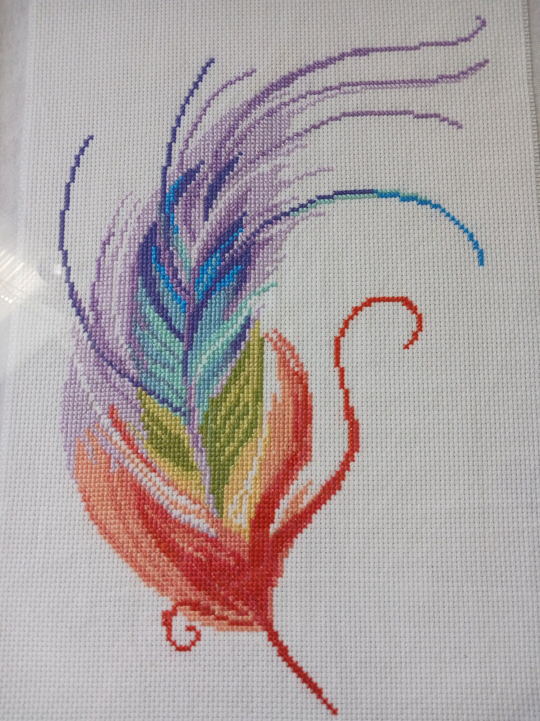 Rainbow Feather Cross Stitch - Etsy