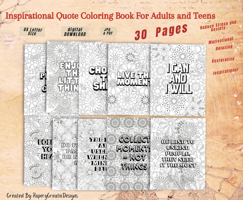 Printable Coloring Pages to Reduce Stress and Anxiety 30 - Etsy