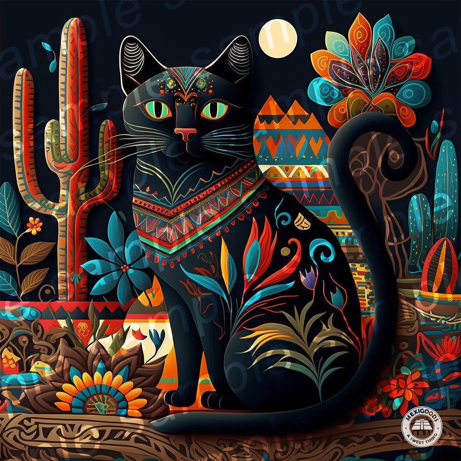 Cat Art Mexican Art Print Mexican Kitchen Decor Mexican - Etsy