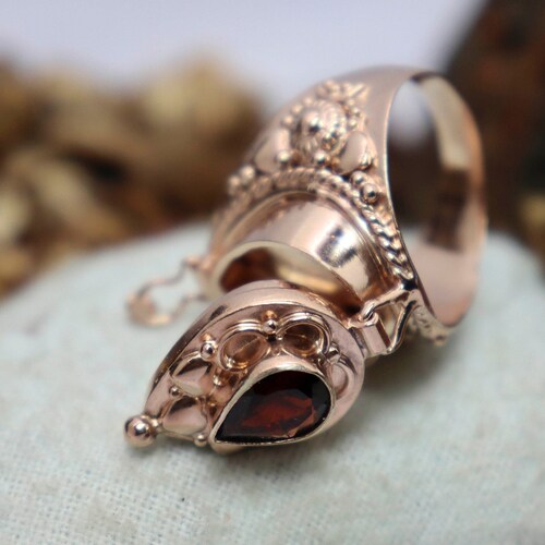 Moonstone Poison Box Ring-rose Gold Plated Ring Christmas - Etsy