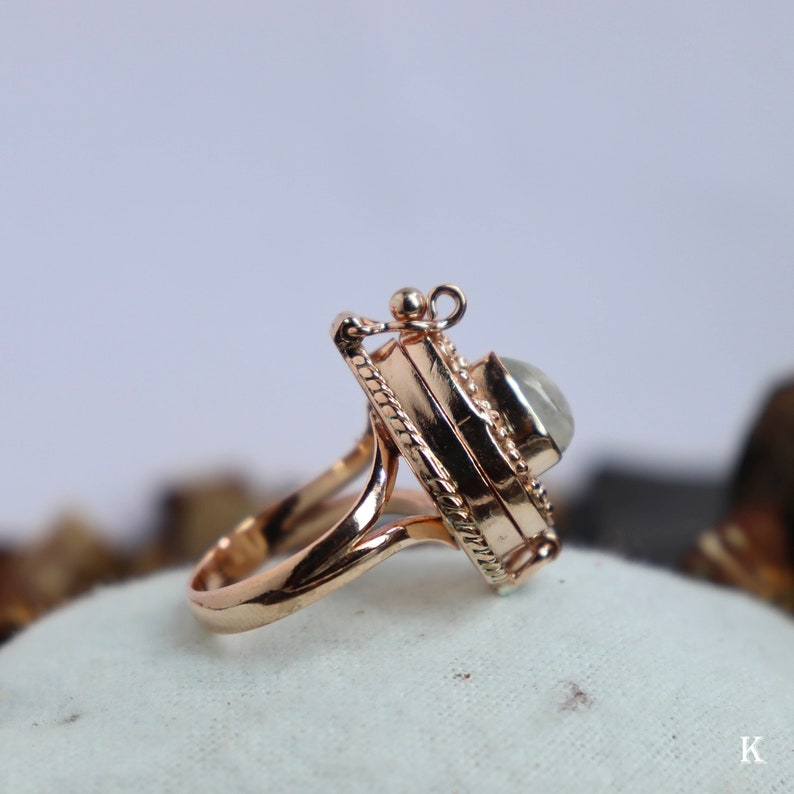 Moonstone Poison Box Ring-rose Gold Plated Ring Christmas | Etsy