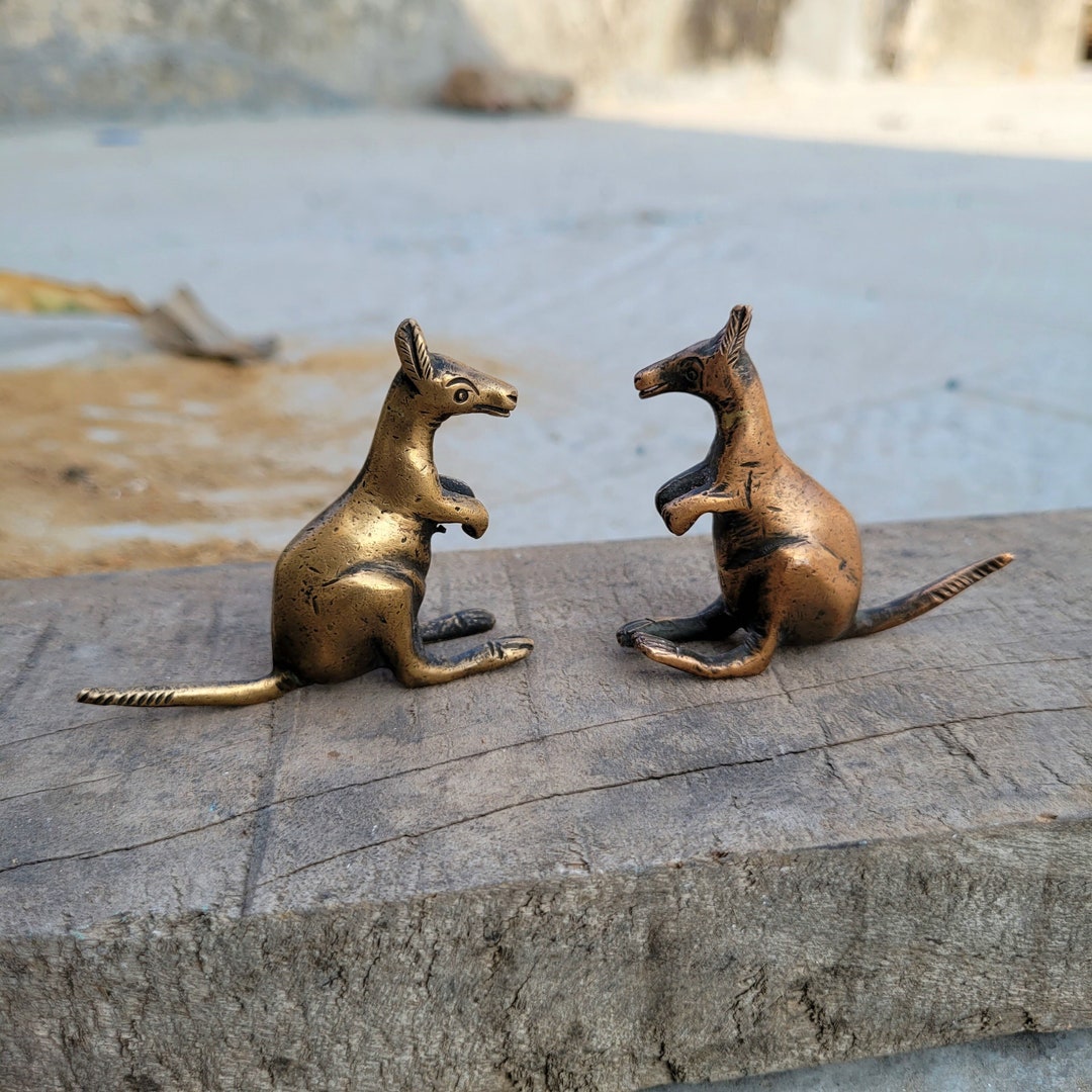 Miniature Kangaroo Set, Vintage Kangaroo, Home Decor, Antique Sculpture ...