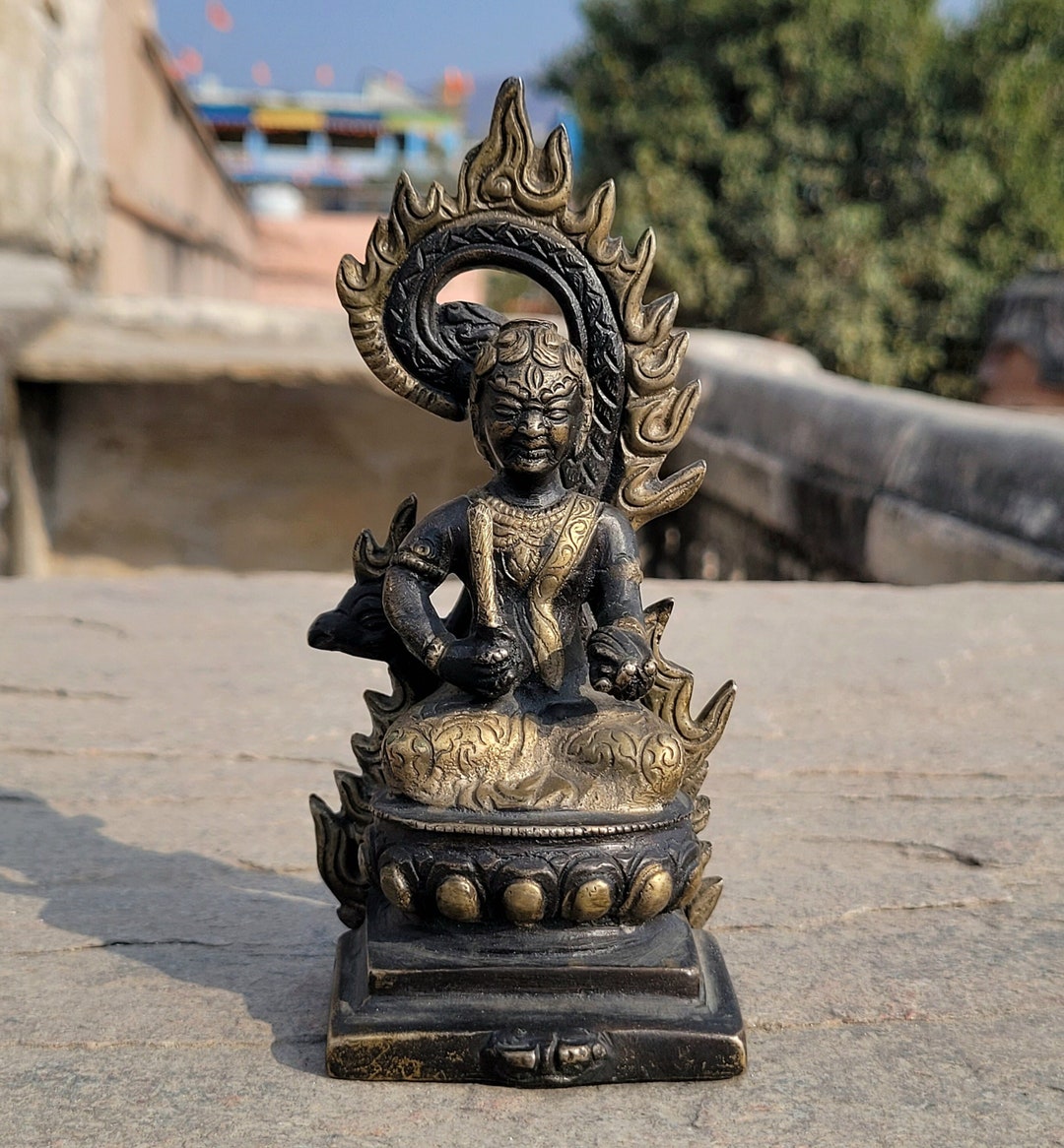 Vintage Yamraj God of Justice Antique Brass Statue, Outdoor Garden ...