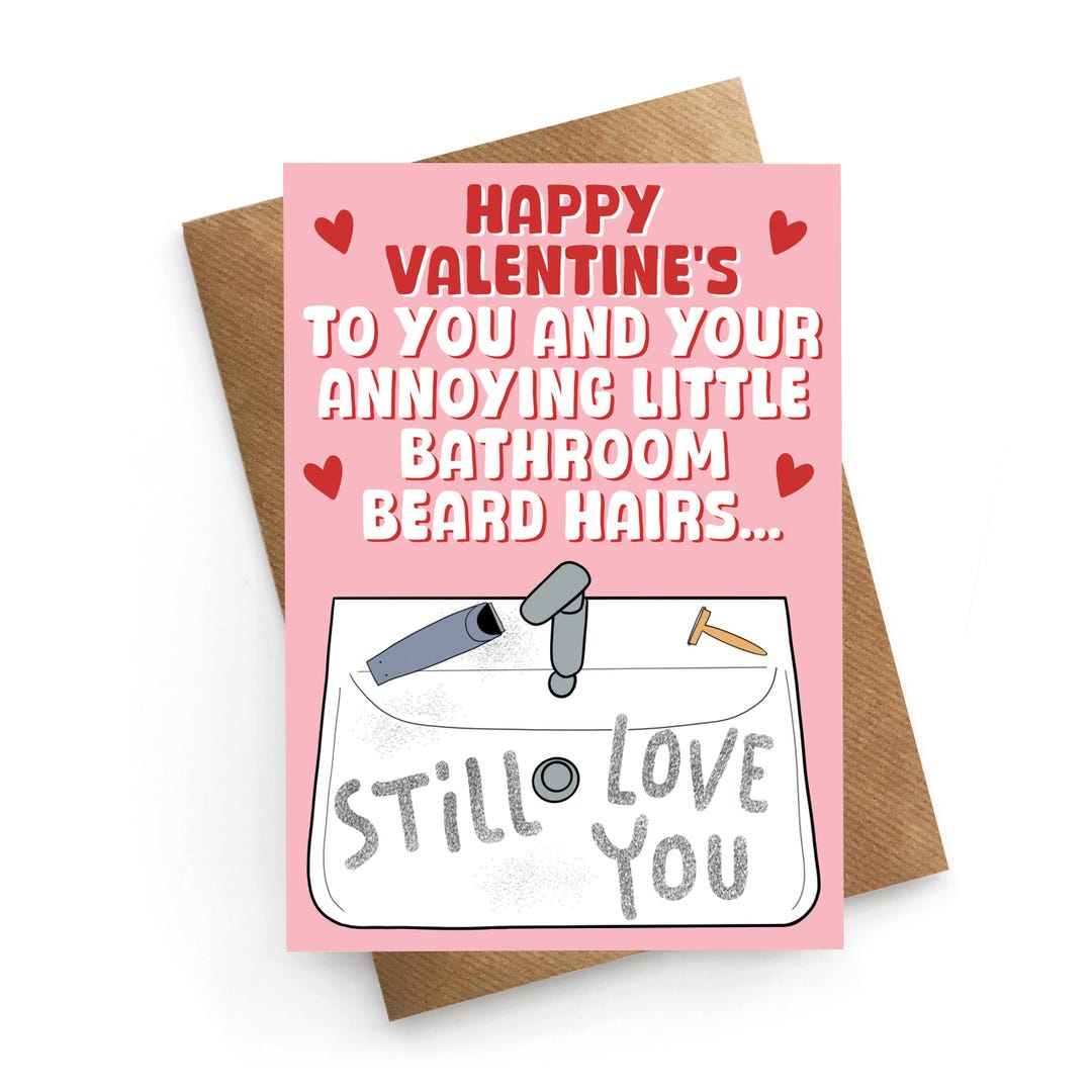 Funny Valentines Card for Him, Beard Hairs Valentines Card, Husband ...