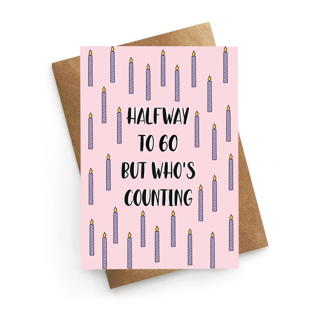 30th Birthday Card, Halfway to 60, 30th Birthday Card for Her, 30th ...