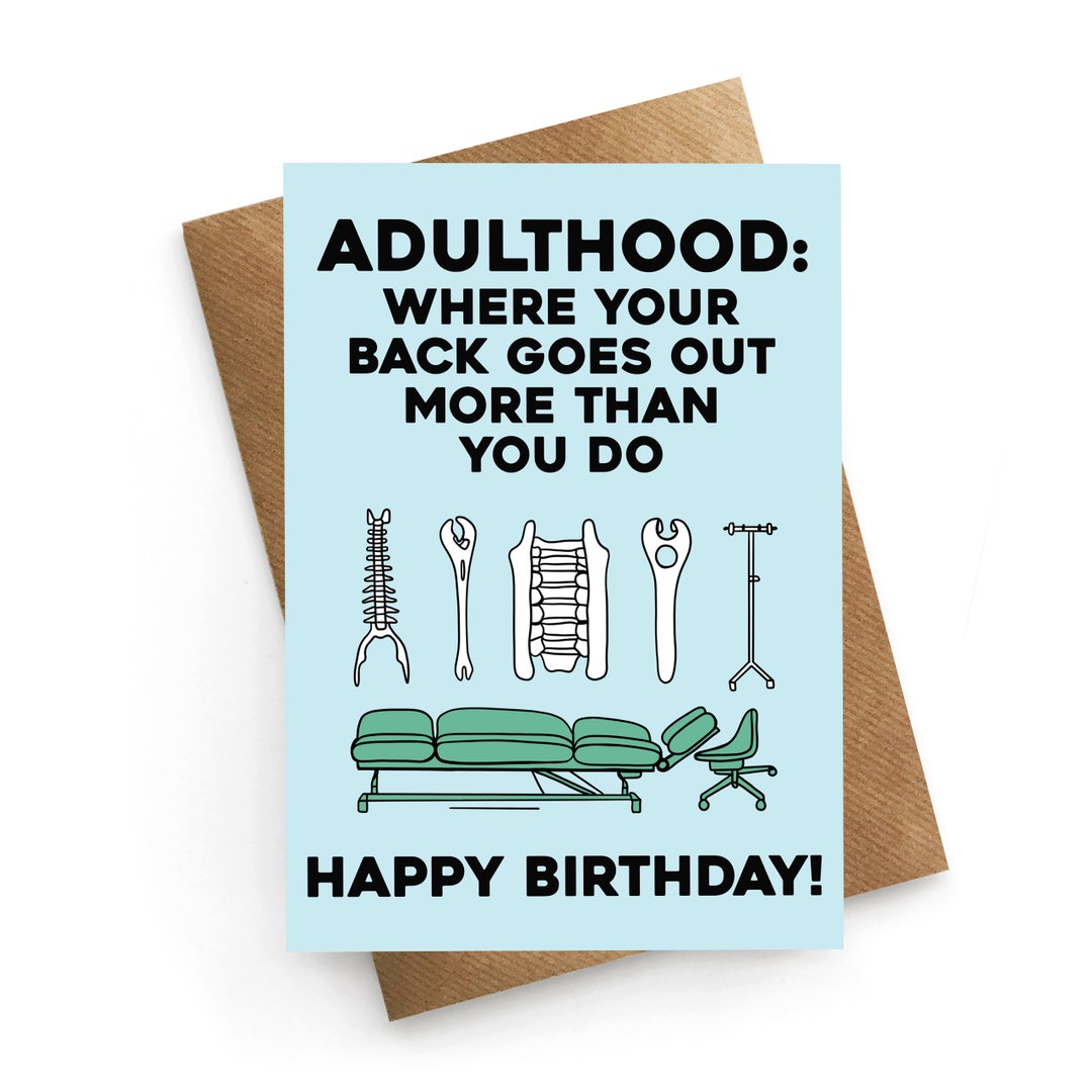 Funny Birthday Card, Bad Back Birthday Card, Happy Birthday Greeting ...