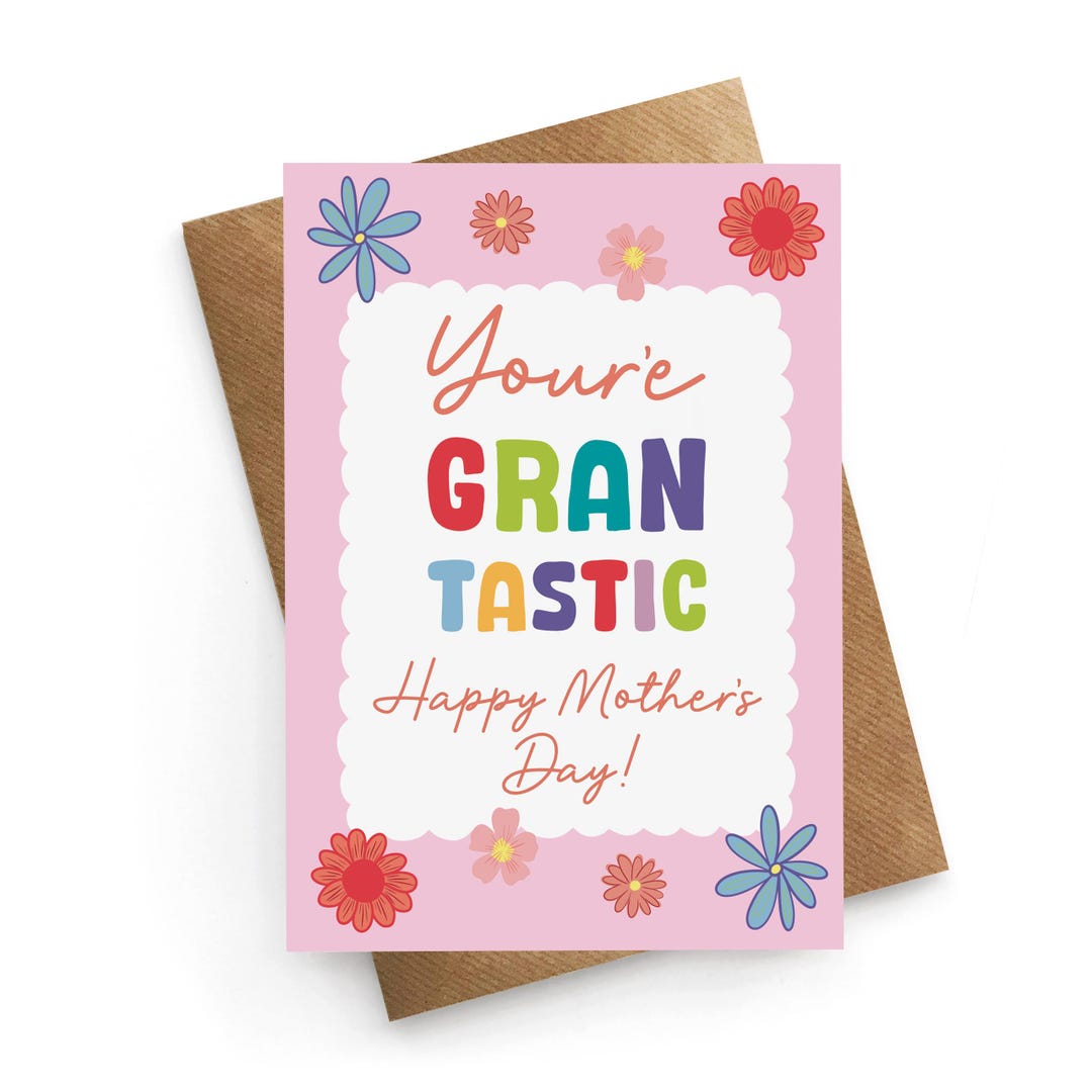 Mothers Day Gran Card, Mothers Day Card, Grandma Card, Grantastic, Cute ...