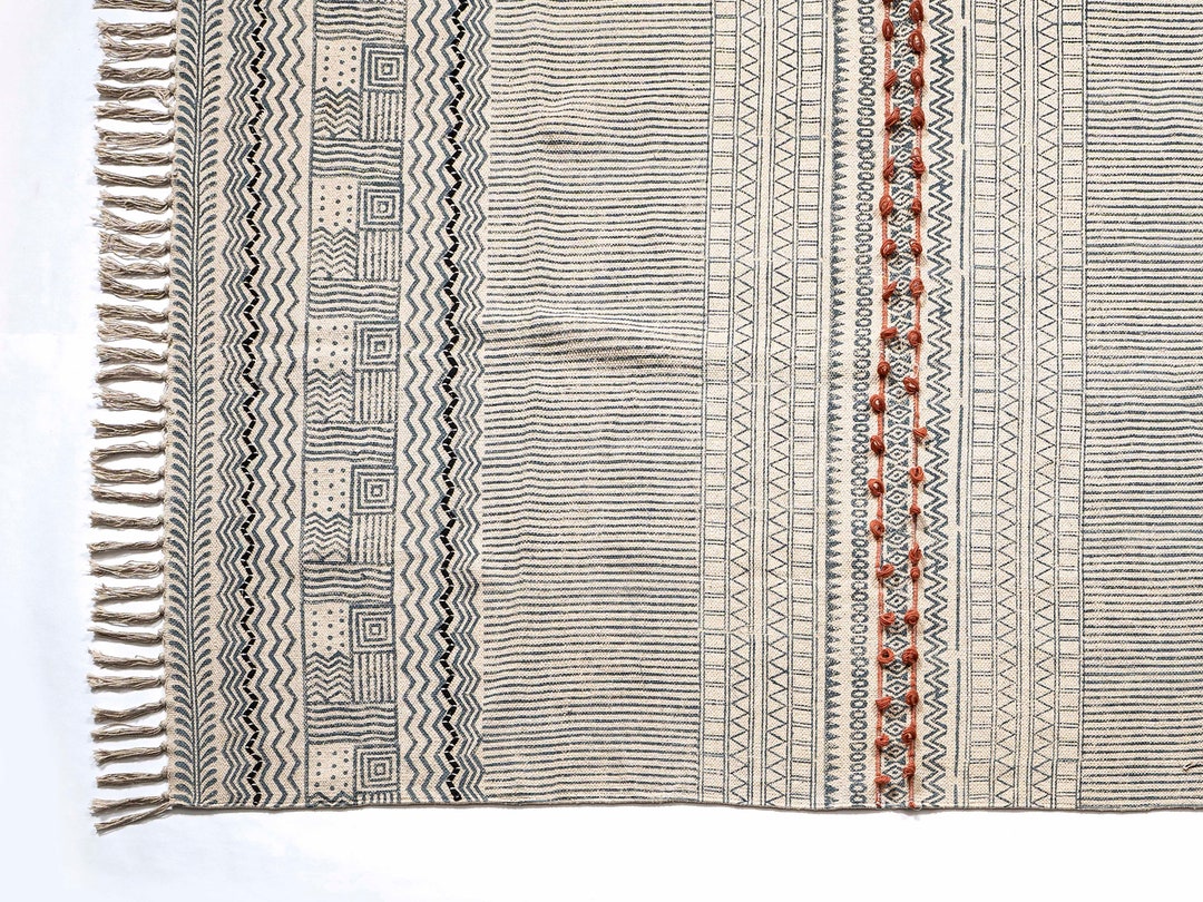 6x8 Rug, Indian Rug, Cotton Rug, Hand Block Print Rug , Outdoor ...