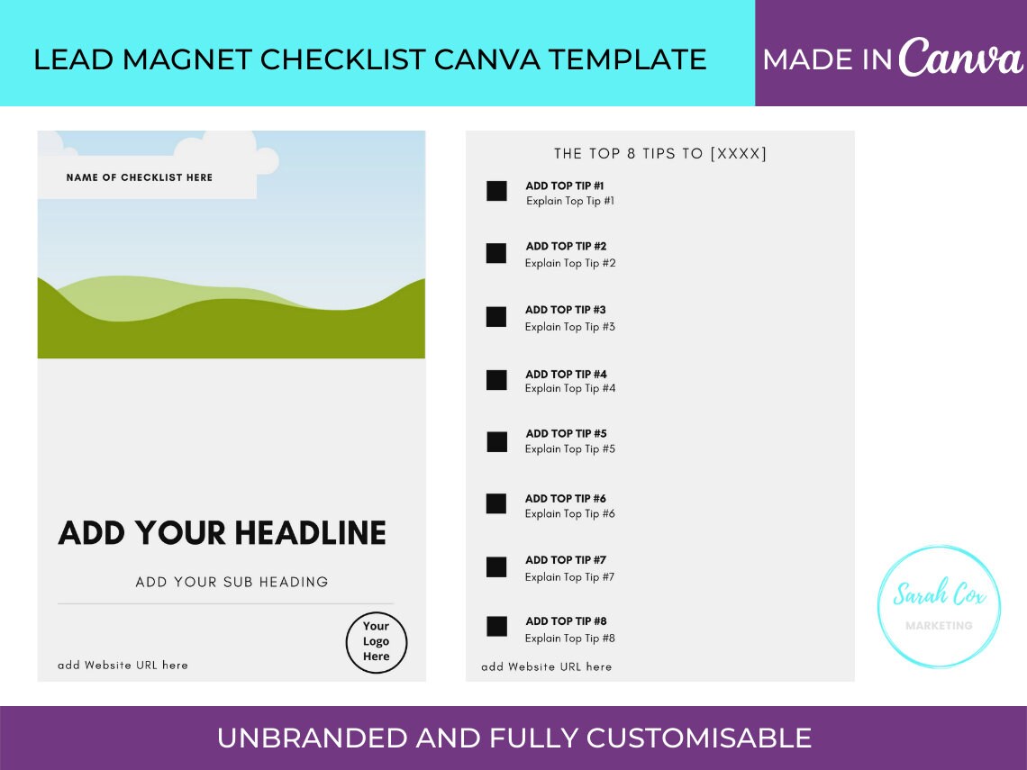 Lead Magnet Checklist TEMPLATE Purple/blue/silver - Etsy