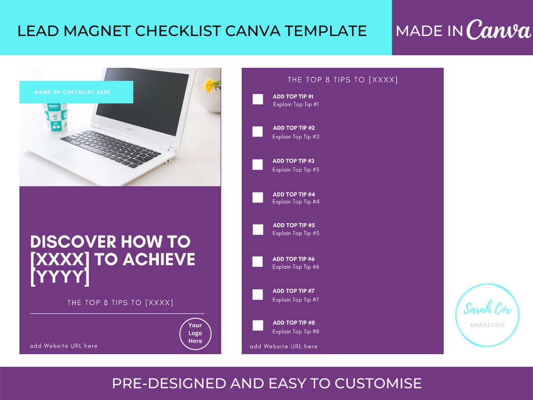 Lead Magnet Checklist TEMPLATE Purple/blue/silver - Etsy