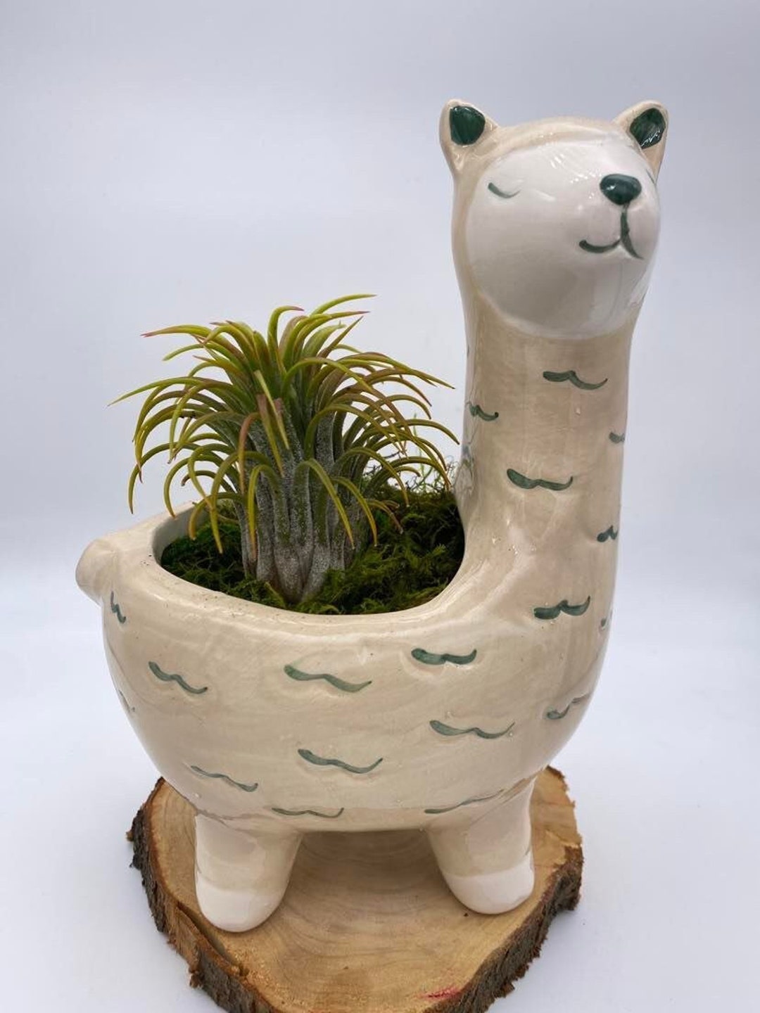 Llama Planter Pot With Faux Succulent | Animal Planter With Faux Plant ...