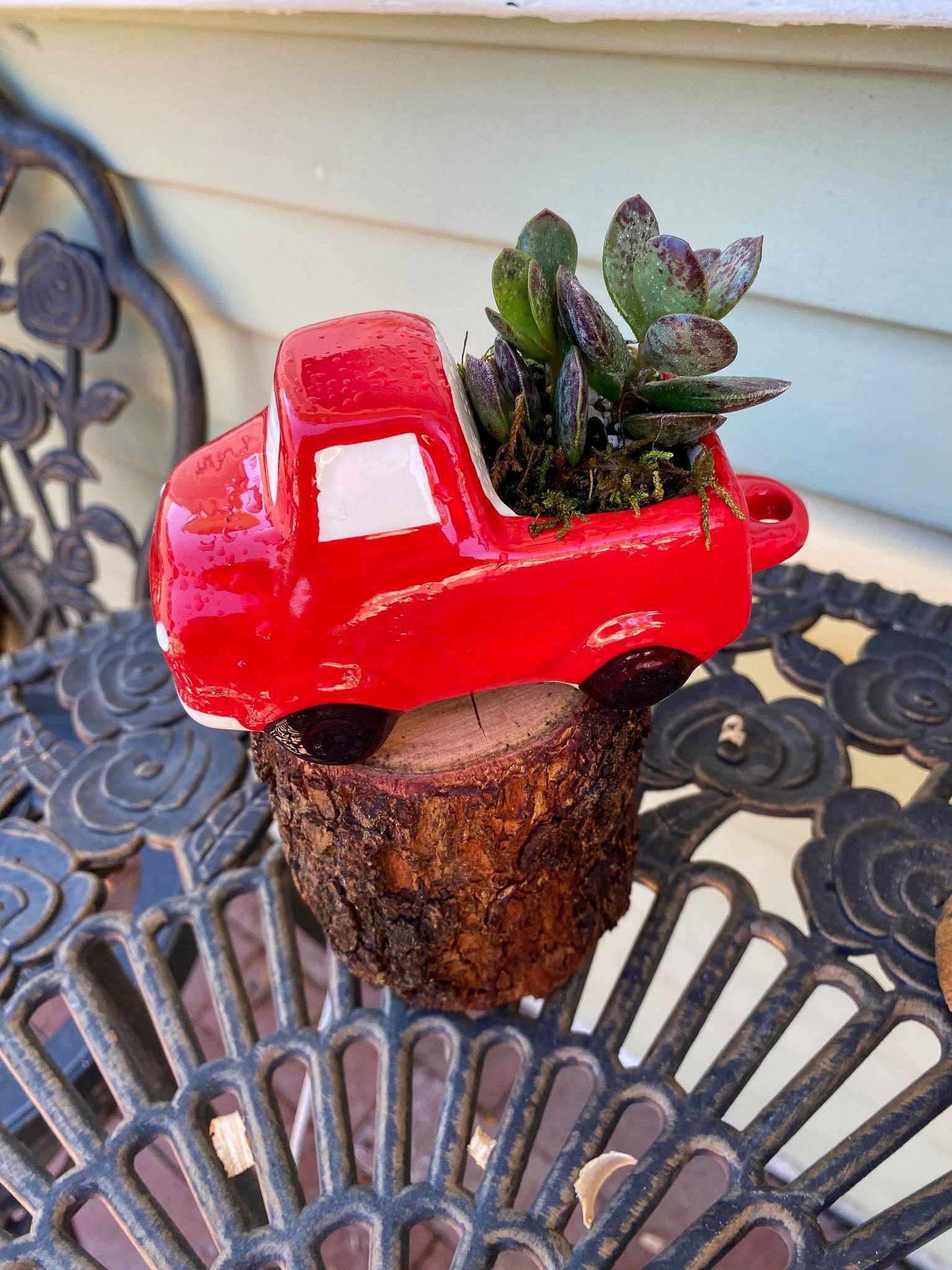 Red Truck Planter With Live Succulent truck Shaped Planter - Etsy