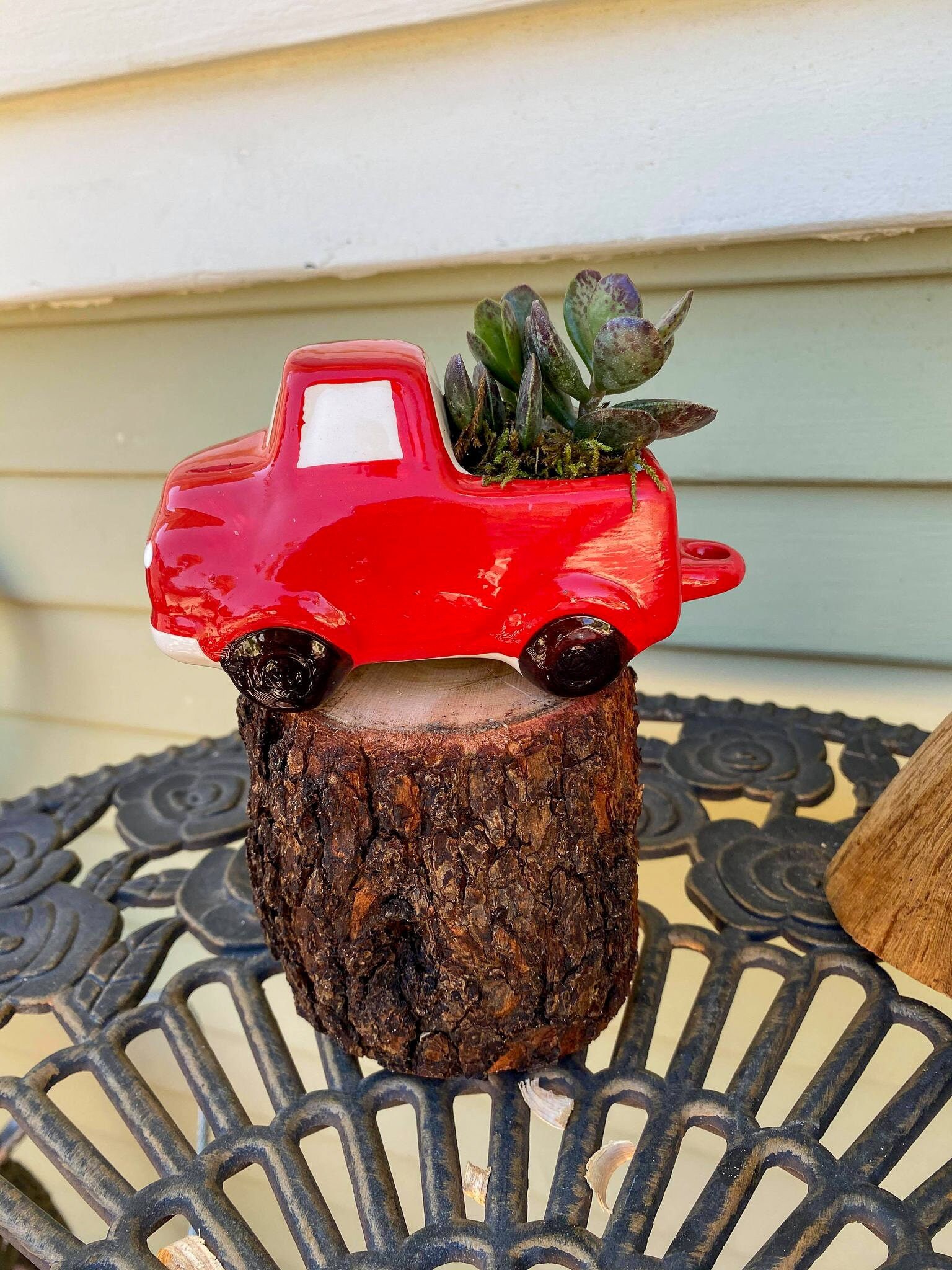 Red Truck Planter With Live Succulent truck Shaped Planter - Etsy