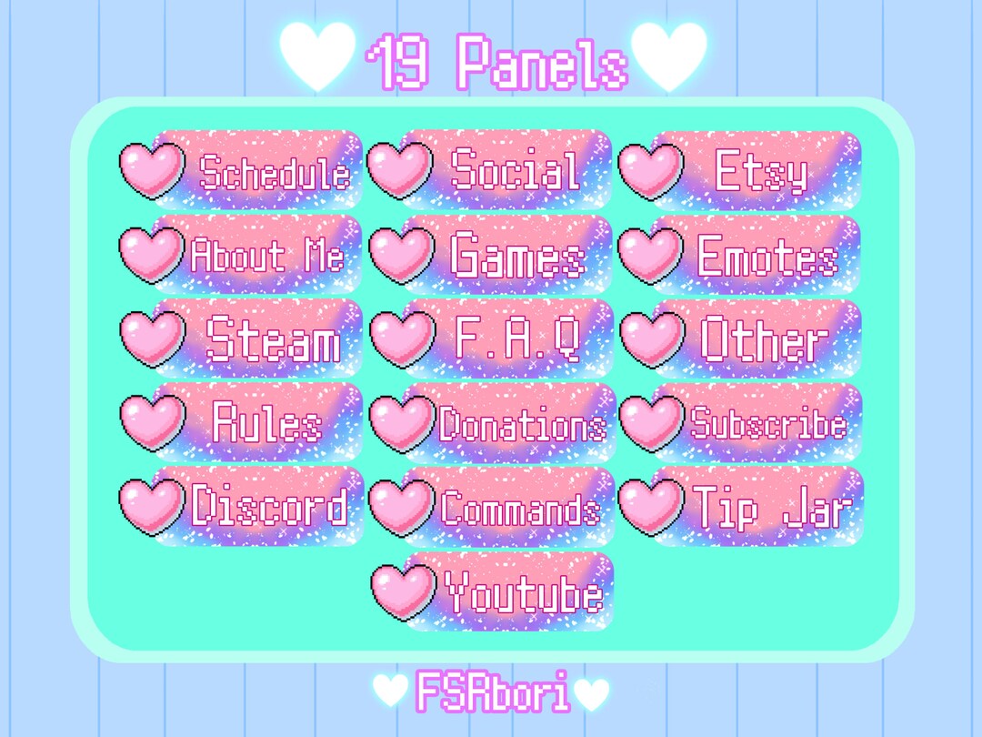 Cute Panels / Twitch Panels / Pixel Panels / Heart Panels / Kawaii ...