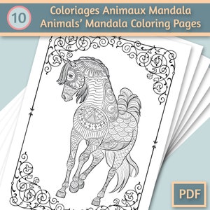 10 Farm Animal mandalas Coloring book adult Coloring book | Etsy