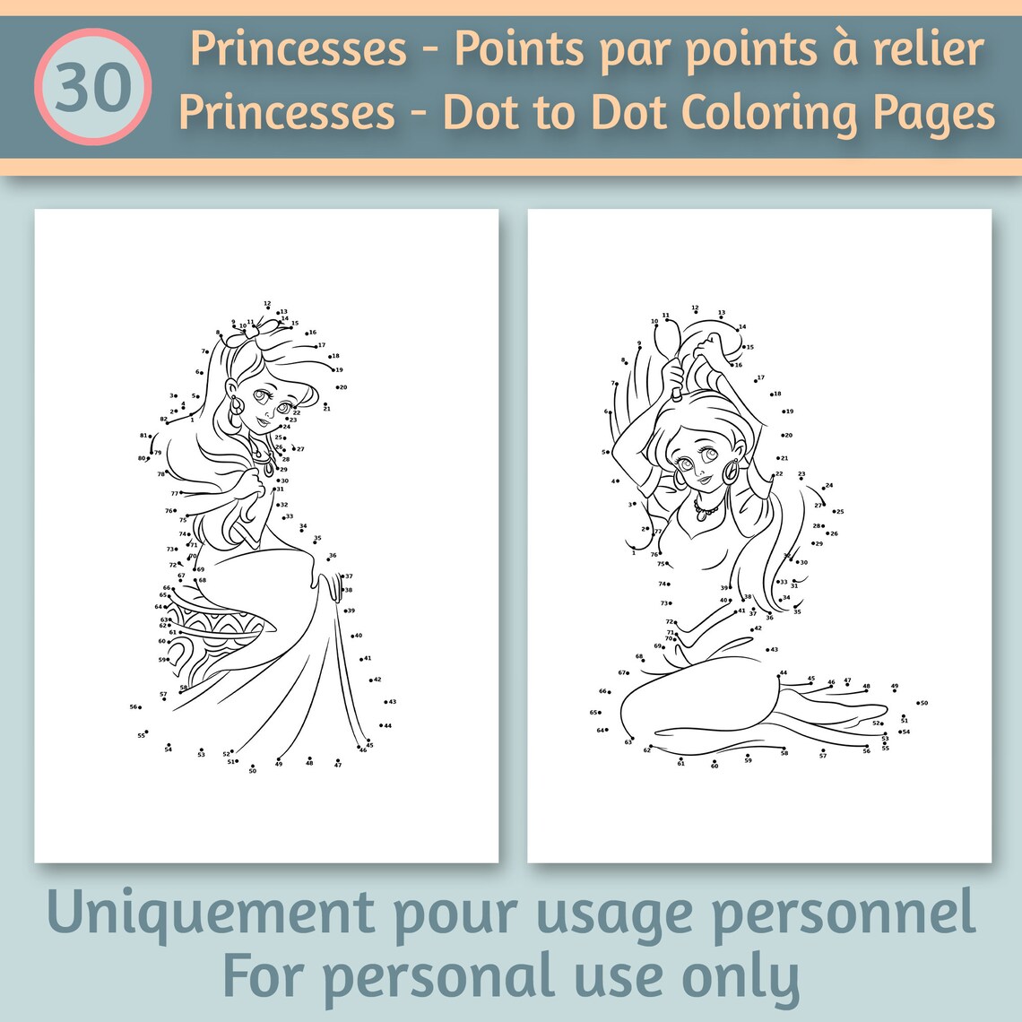30 Princesses Dot to Dot for Kids | Dot to Dot Printable PDF | Dot to ...