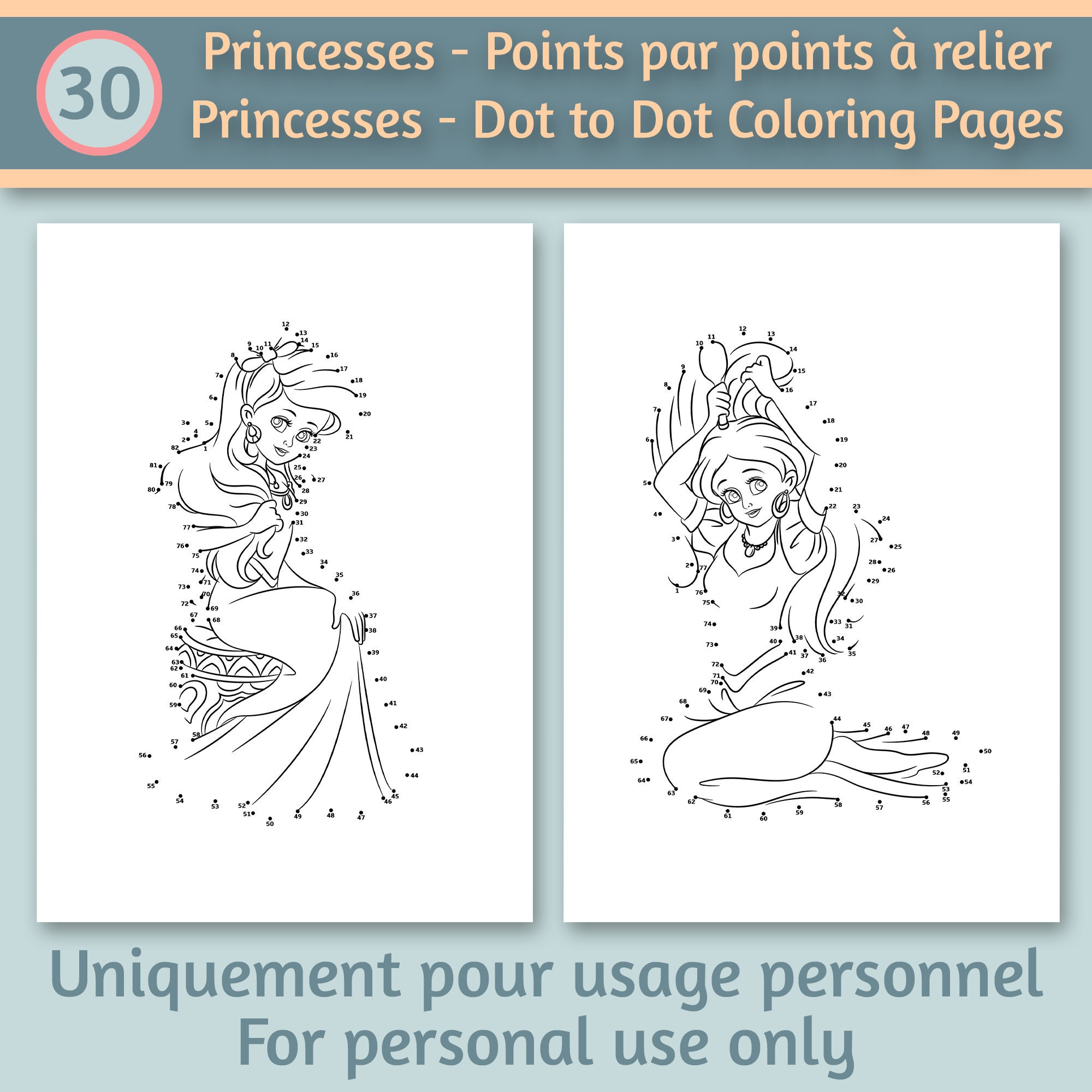30 Princesses Dot to Dot for Kids | Dot to Dot Printable PDF | Dot to ...