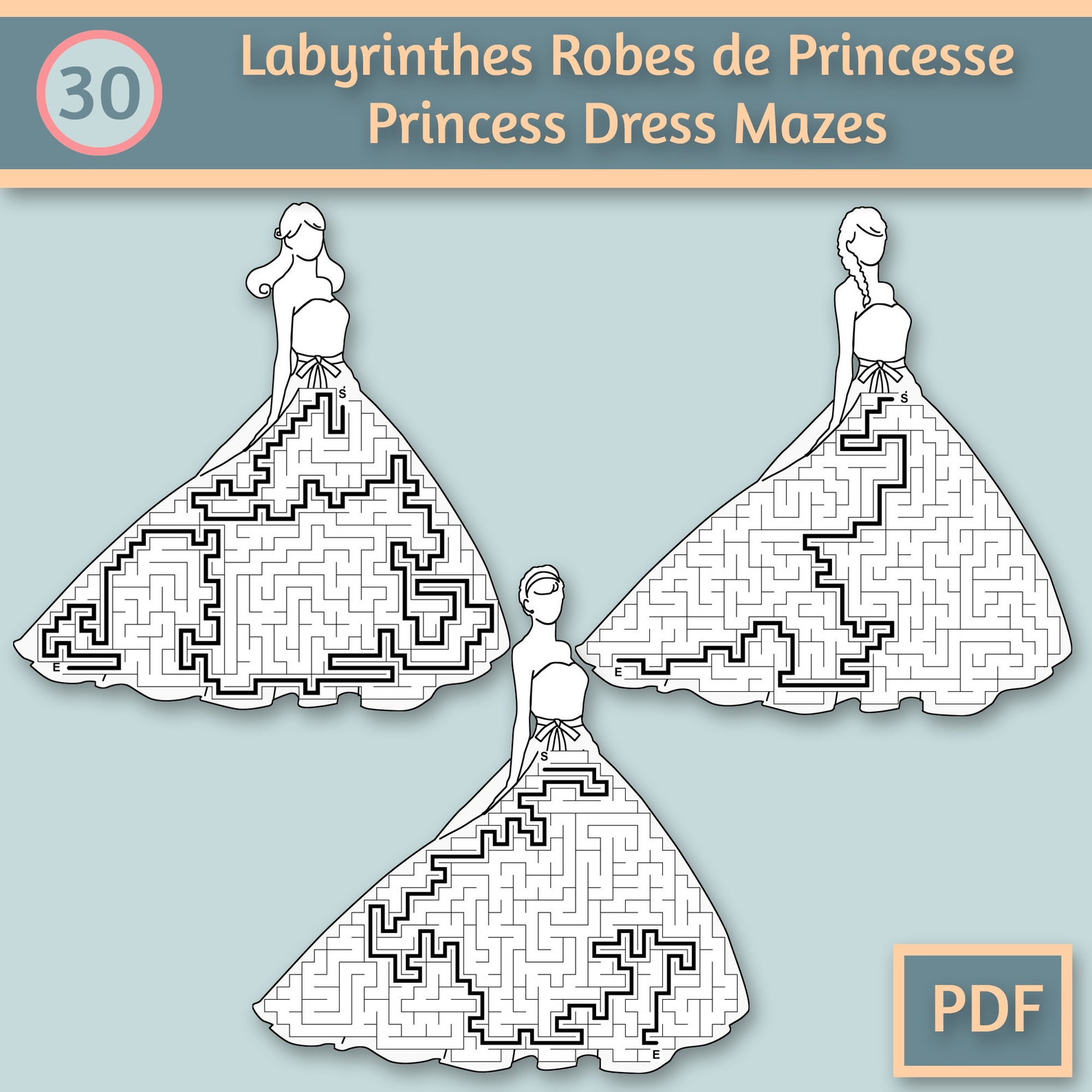 30 Difficult Woman Dress Mazes Maze Digital PDF Maze Activity for Kids ...