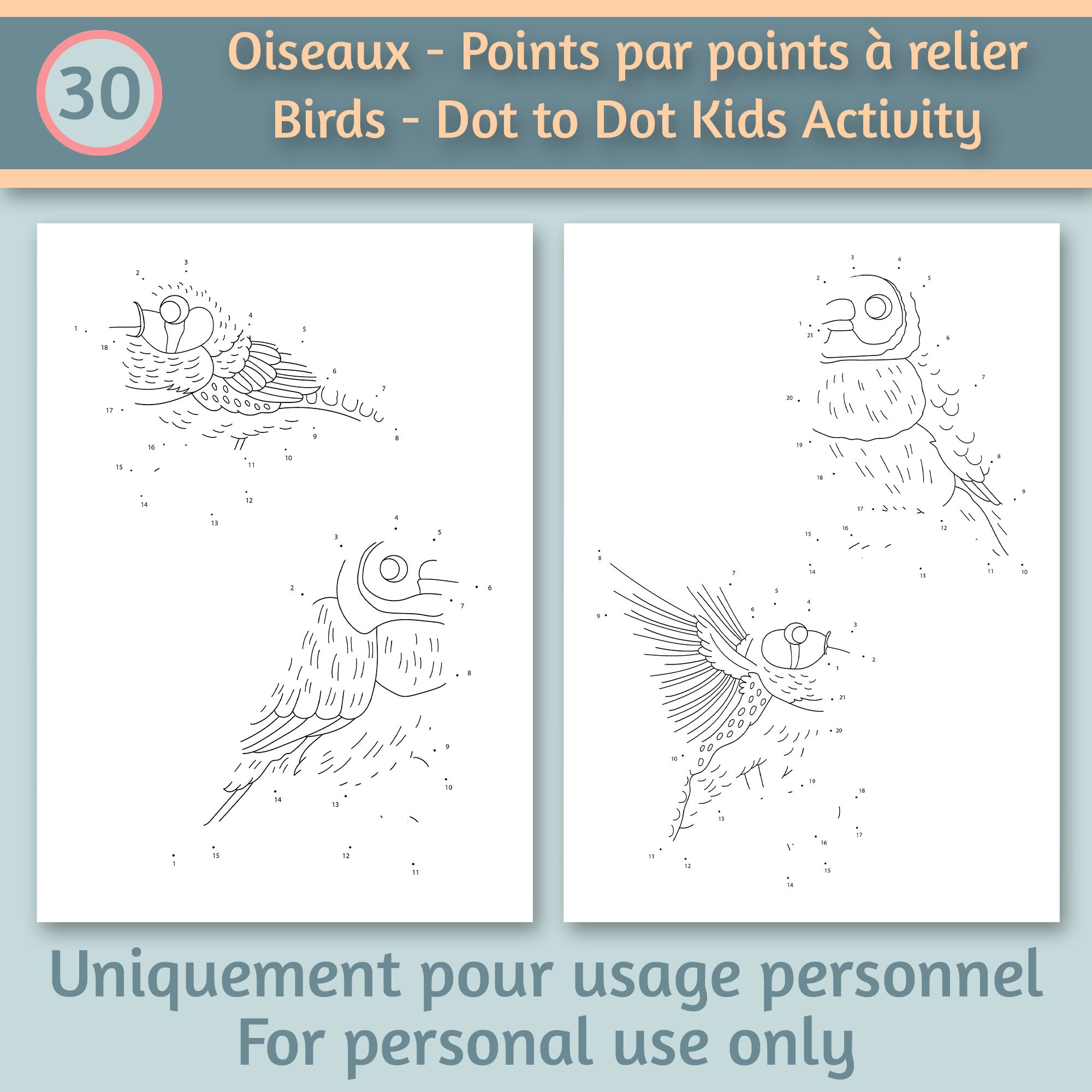 30 Birds Dot to Dot for Kids Dot to Dot Printable PDF Dot to Dot ...