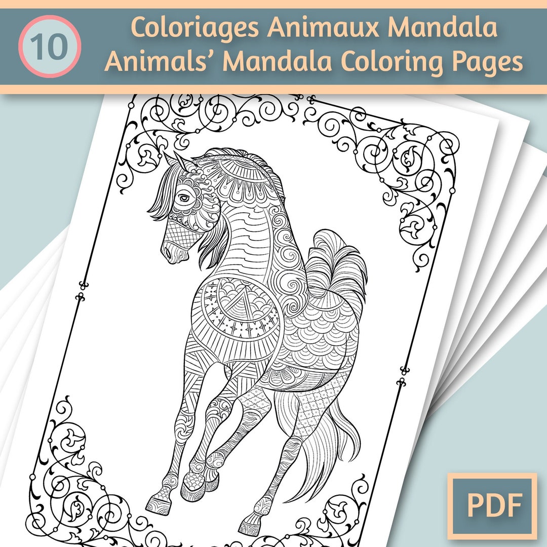 10 Farm Animal Mandalas Coloring Book Adult Coloring Book - Etsy