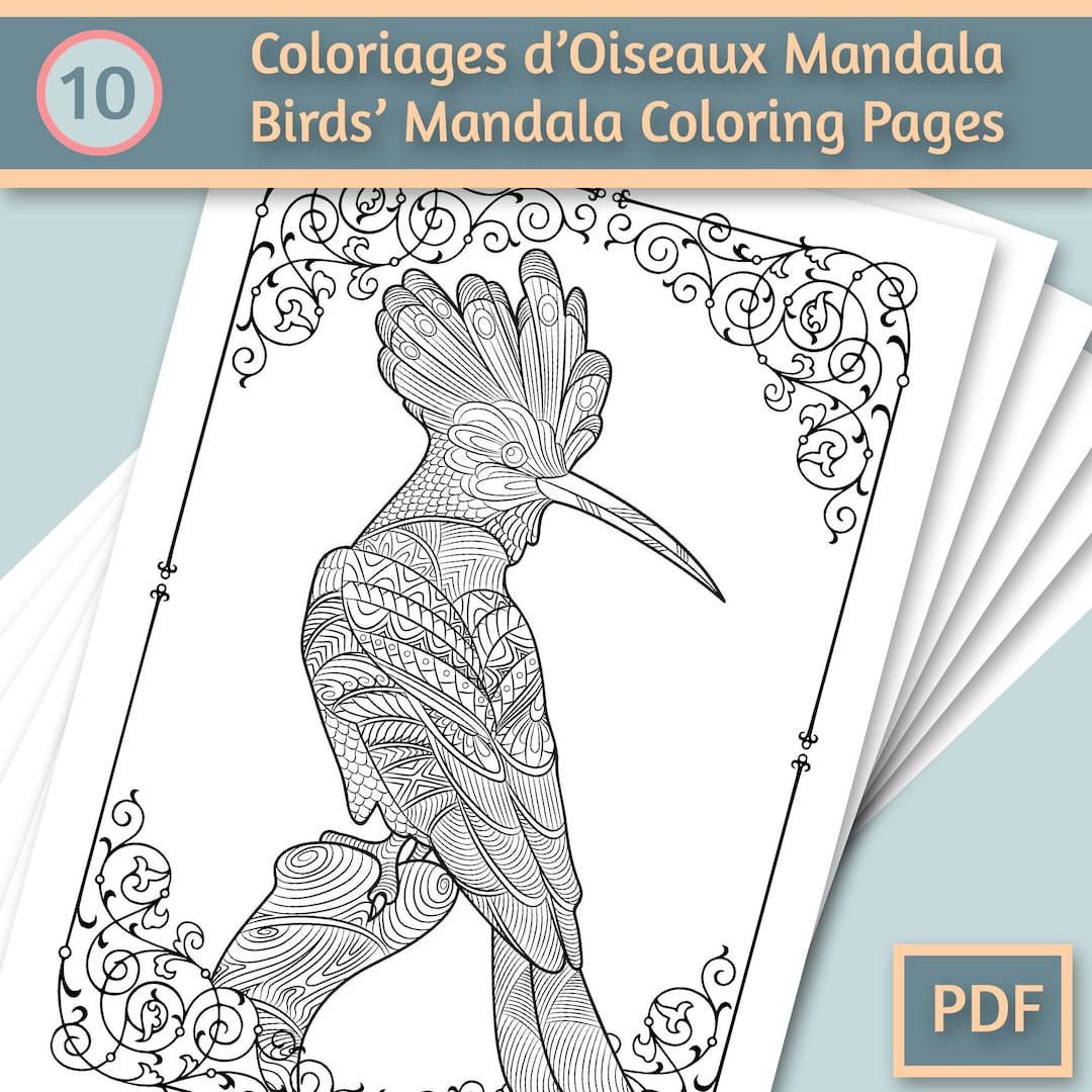 10 Coloring Birds Mandala | Coloring Book Adult | Coloring Book Pdf ...