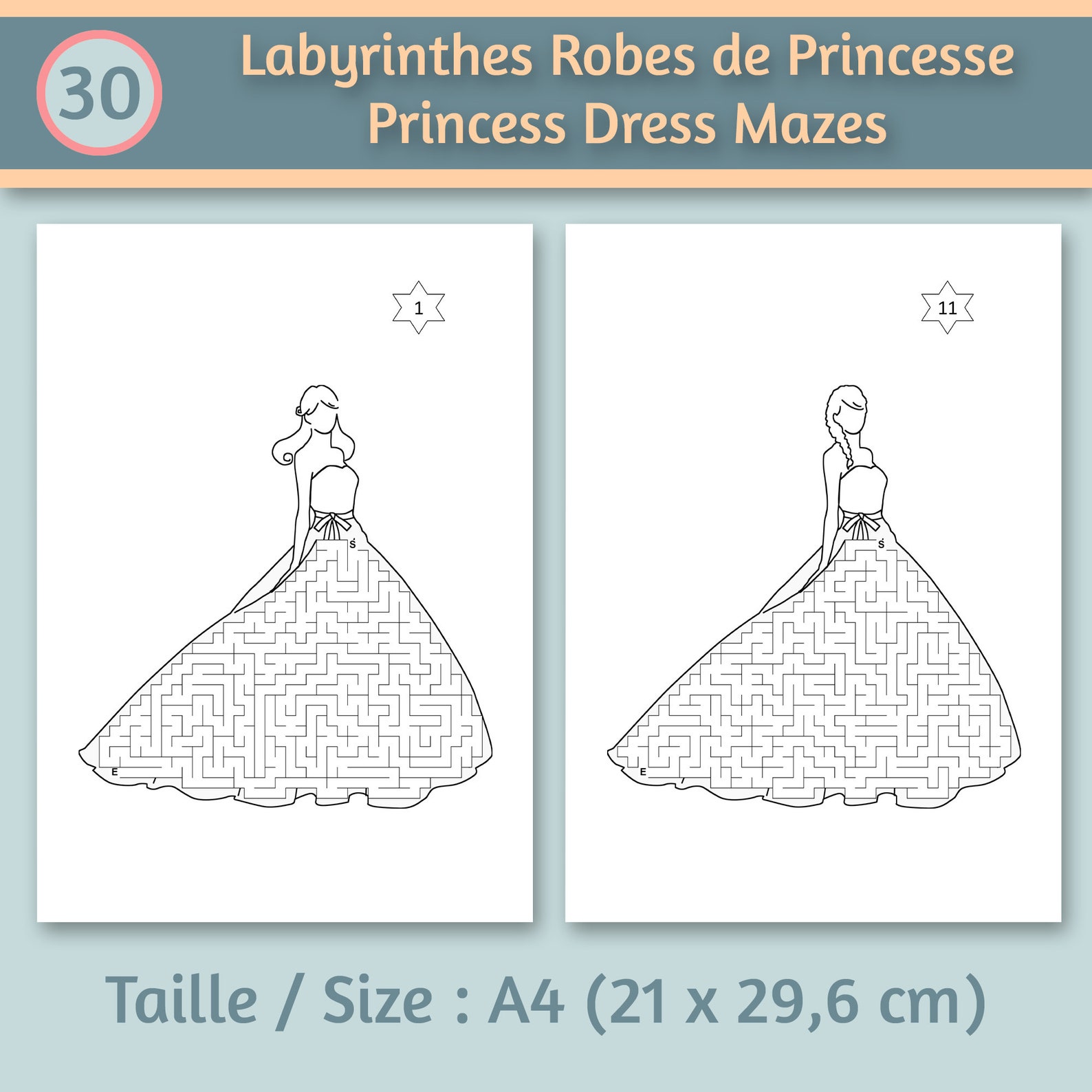 30 Difficult Woman Dress Mazes Maze Digital PDF Maze Activity for Kids ...