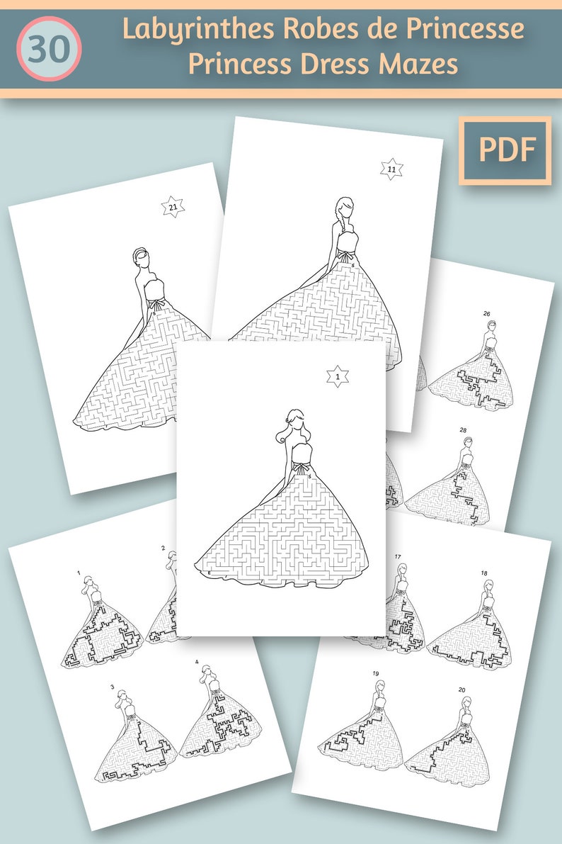 30 Difficult Woman Dress Mazes | Maze Digital PDF | Maze Activity for ...