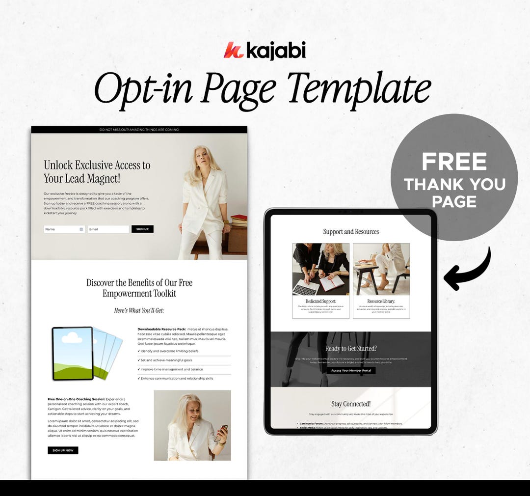 Opt-in Page Kajabi Template Black and White Aesthetic Kajabi Opt-in ...