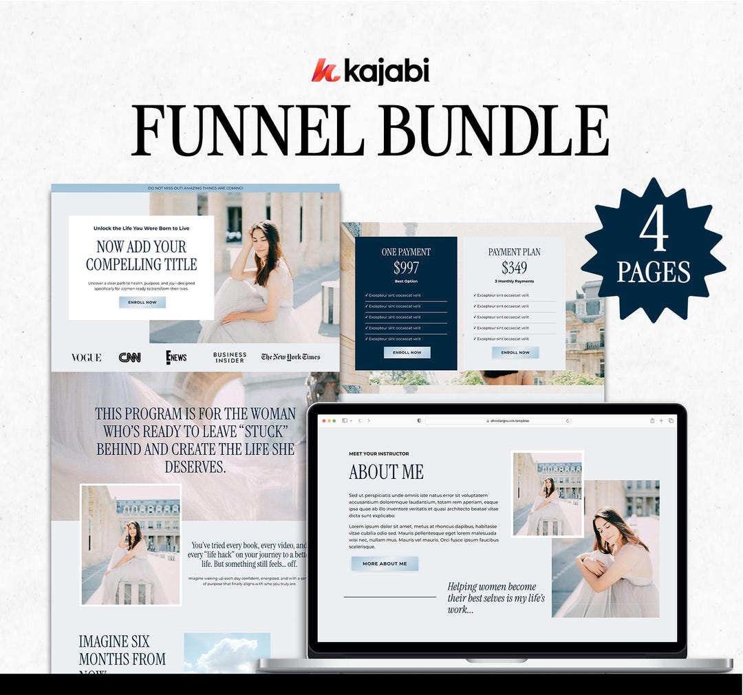 Kajabi Funnel Bundle Sales Landing Page Template Design for Online ...