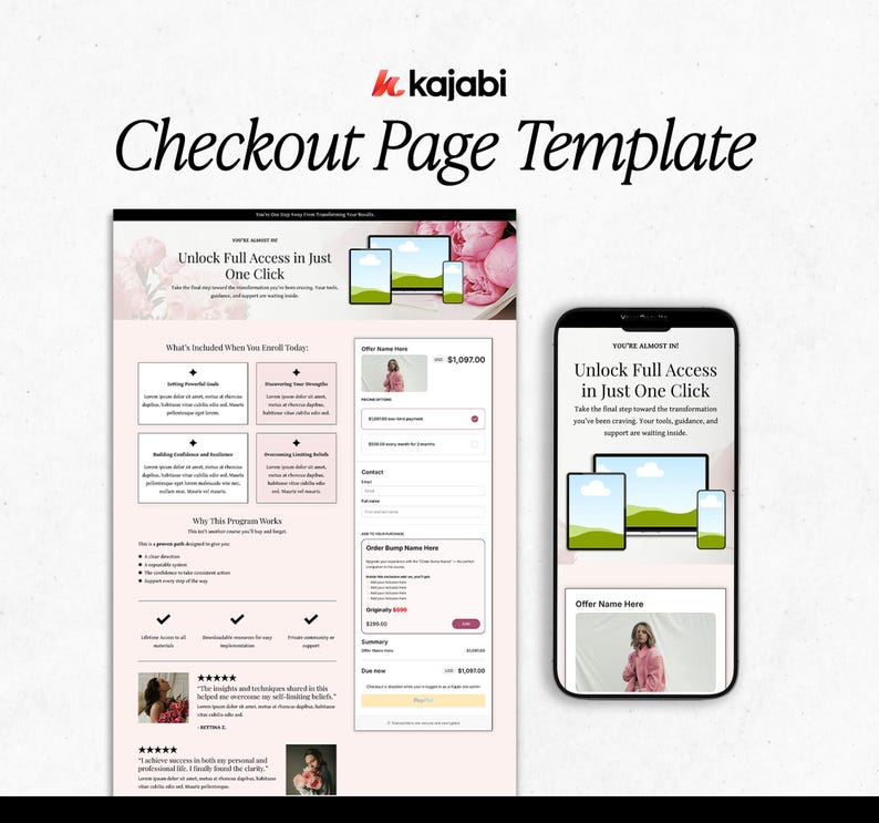 Kajabi Checkout Page Template Design Kajabi for Online Coach & Course ...