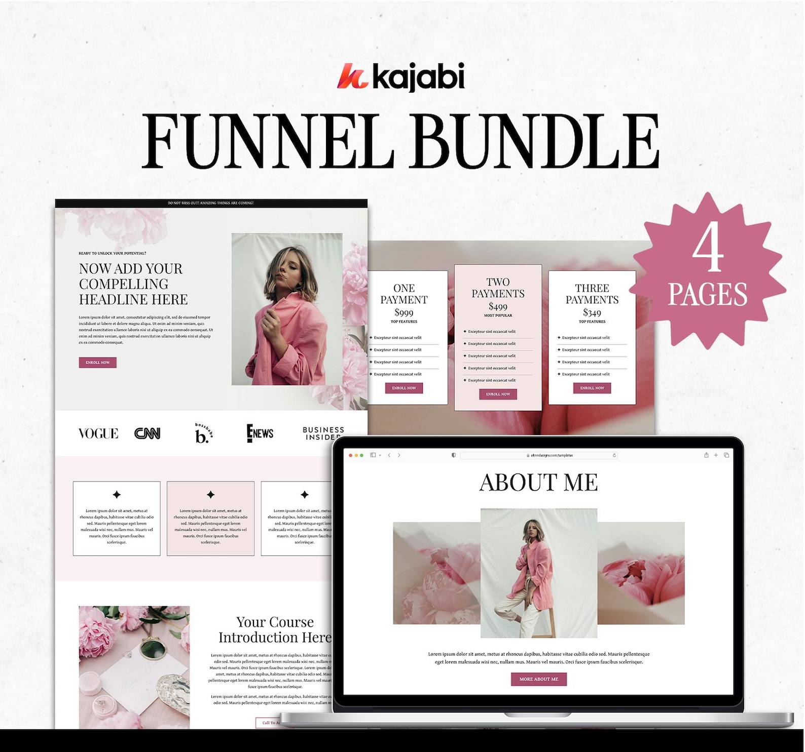 Kajabi Funnel Bundle Landing Templates Kajabi Pink Aesthetic Funnel ...
