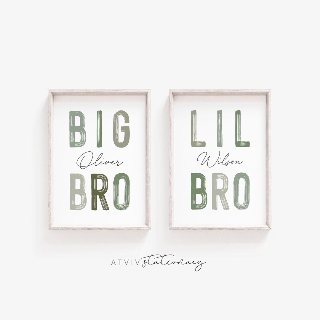 Set of 2 Custom Brothers Name Print, Big Brother Print, Little Brother ...
