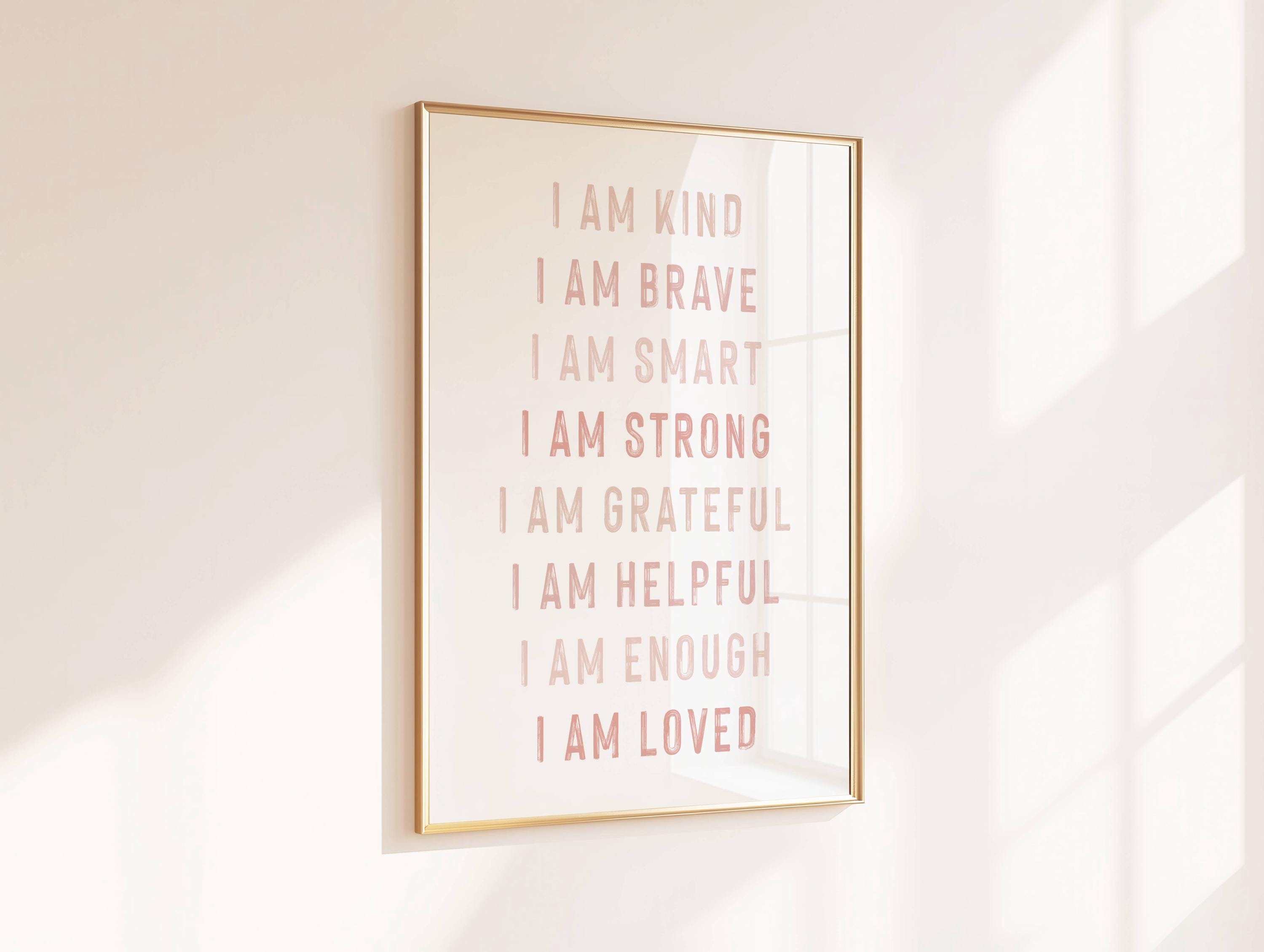 Girls Affirmations Prints, Blush Pink Affirmations, Pink Playroom Print ...
