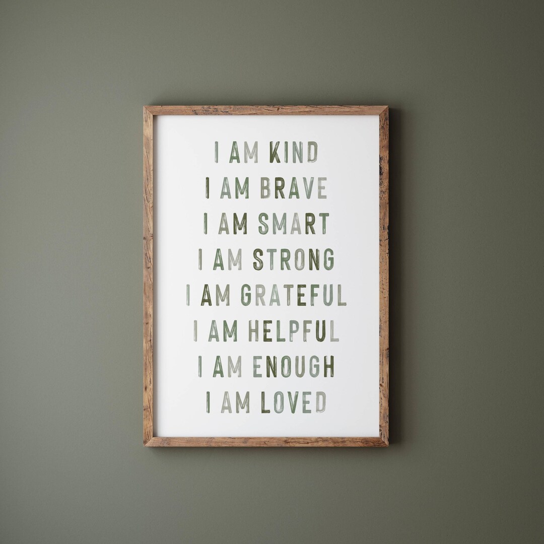 Boys Affirmations Prints, Sage Green Affirmations, Playroom Print, Boys ...