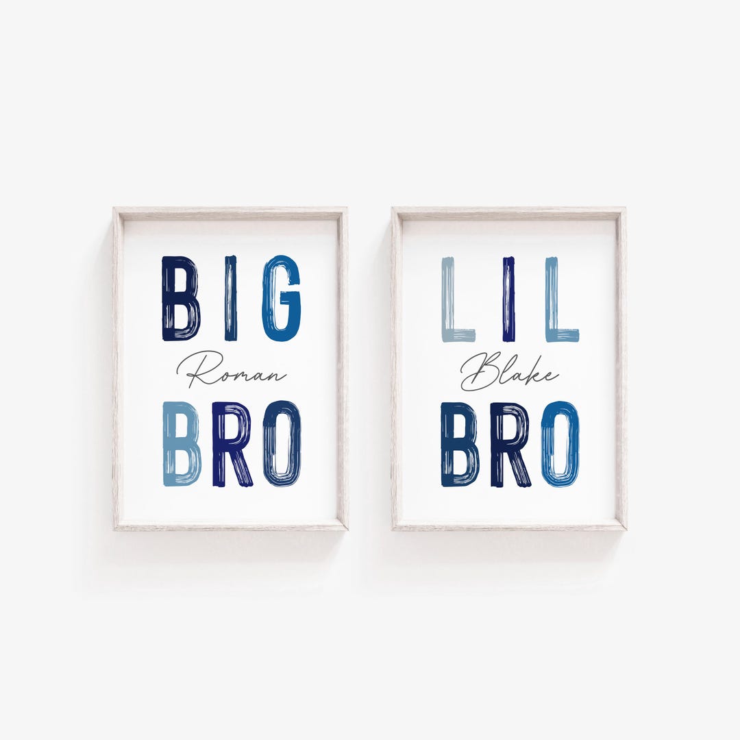 Set of 2 Custom Brothers Name Print, Big Brother Print, Little Brother ...
