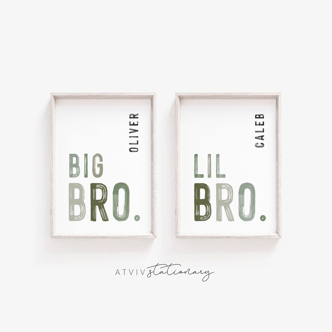 Set of 2 Custom Brothers Name Print, Big Brother Print, Little Brother ...