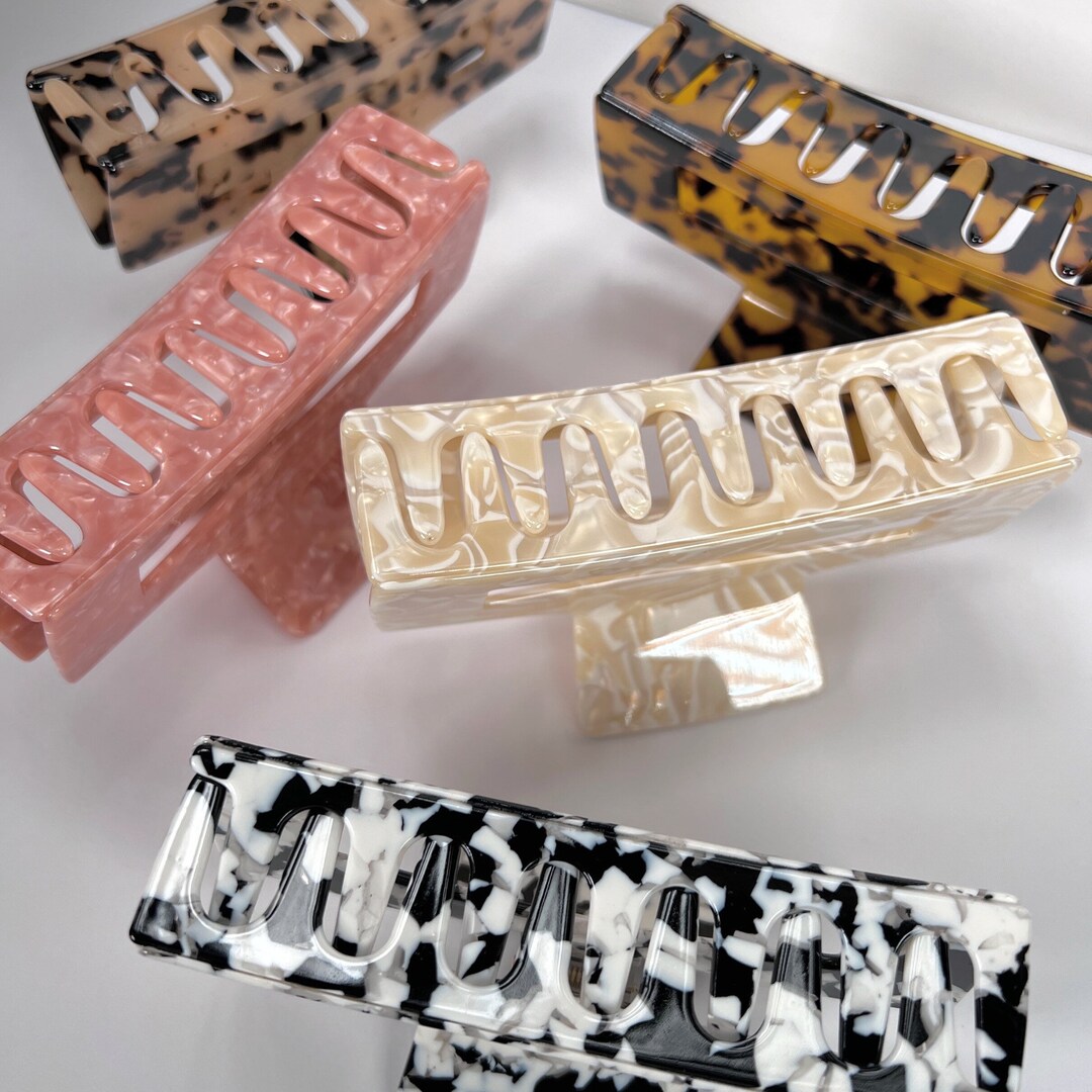 Extra Large Rectangular Claw Clip | Square Marble Claw Clip | Hair Clip ...