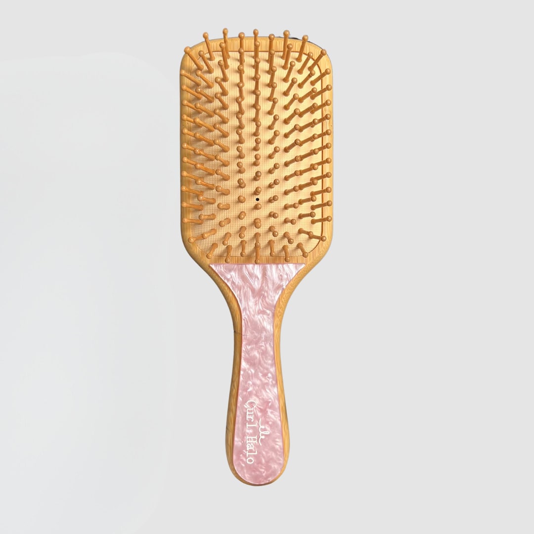 Bamboo Paddle Hair Brush | Pink Marble Hair Brush - Etsy
