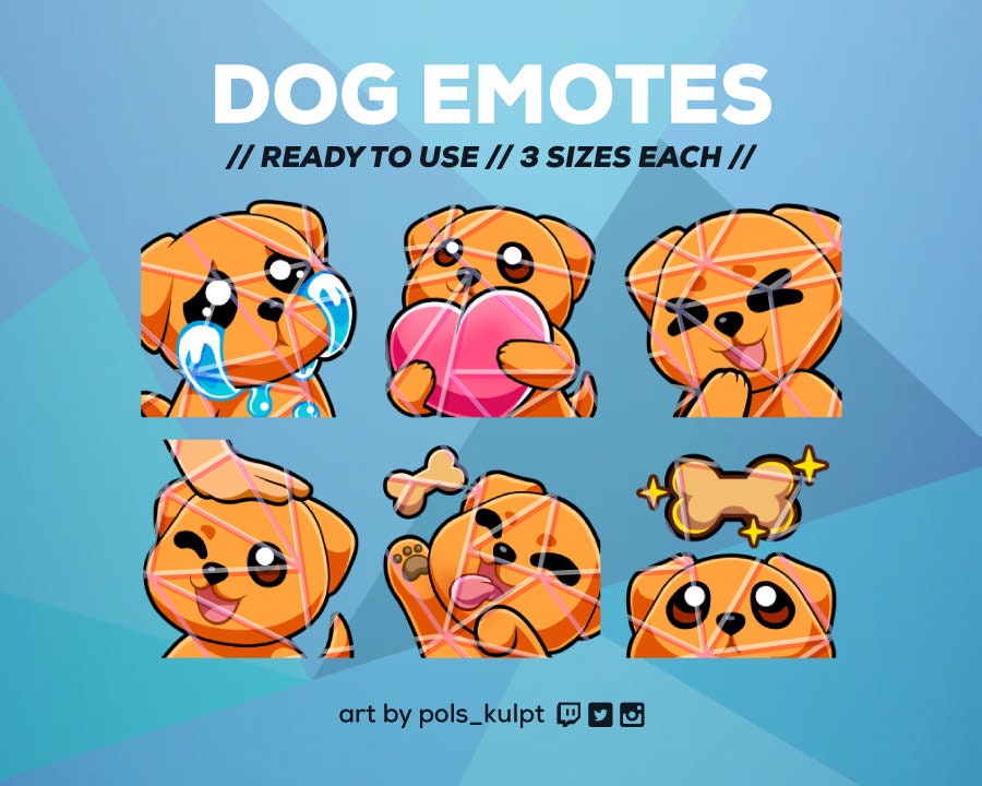 Dog Twitch Emotes for Streamers // Orange // Cry, Heart, Laugh, Pets ...