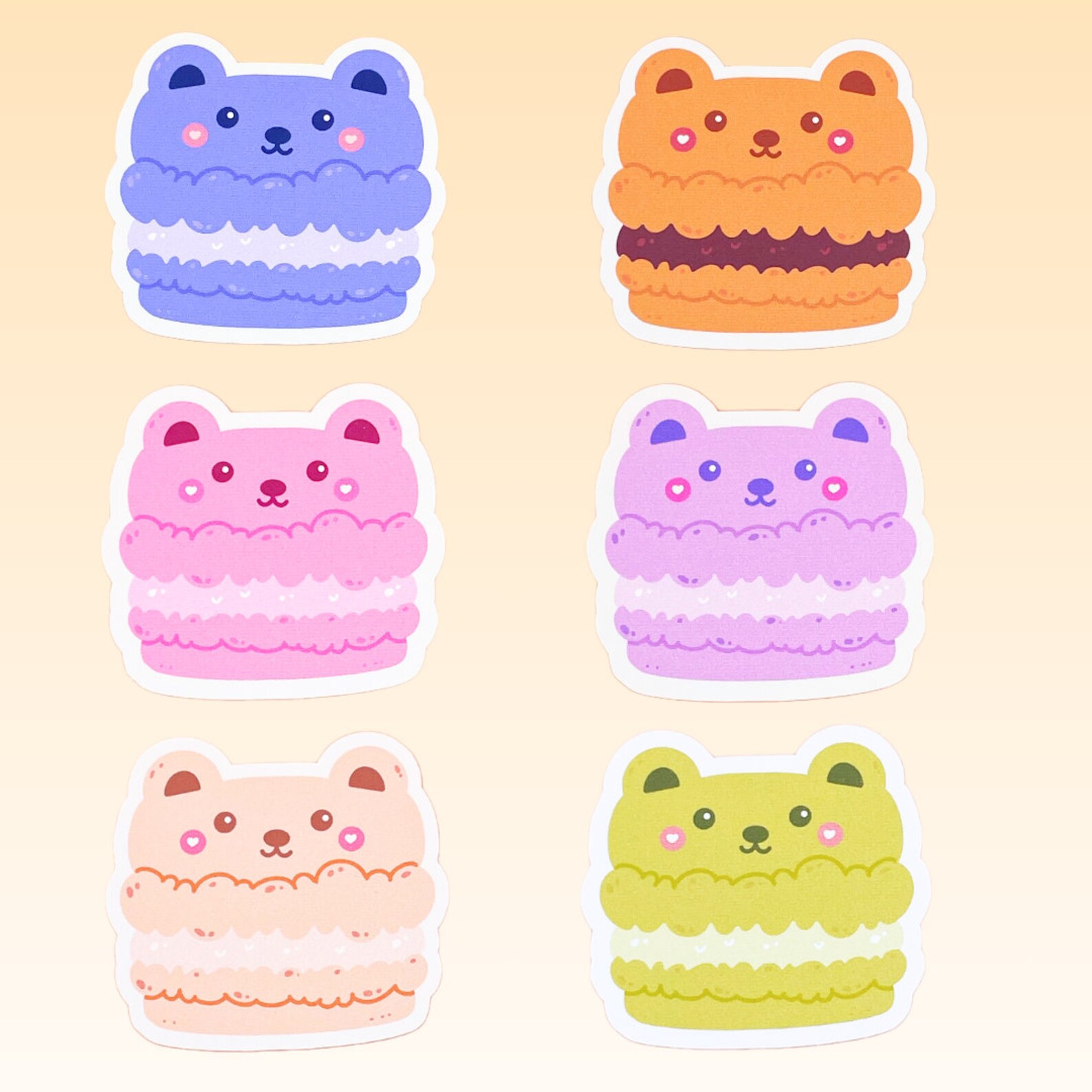 Macaron Bear Sticker, Pastry Sticker, Macaron Sticker, Water Bottle ...