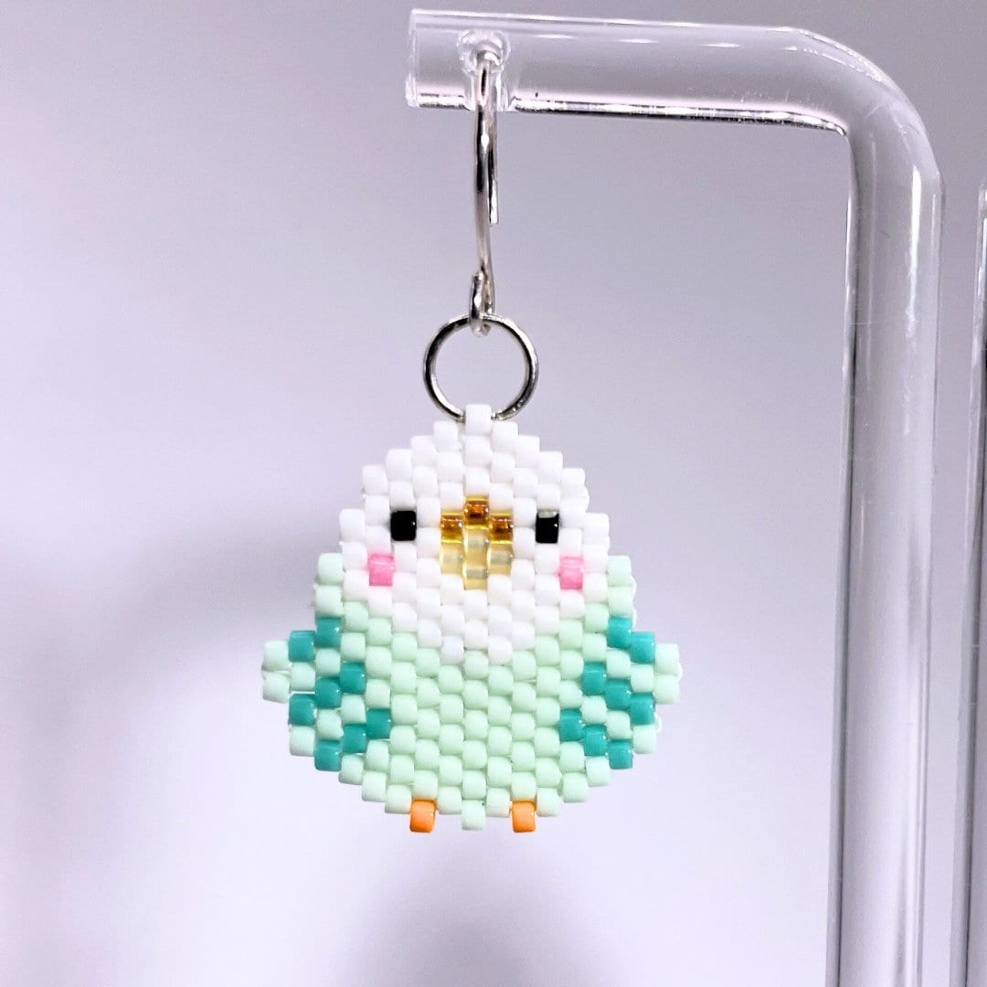 Beaded Parakeet Earrings, Seed Bead Earrings, Cute Bird Earrings, Blue ...