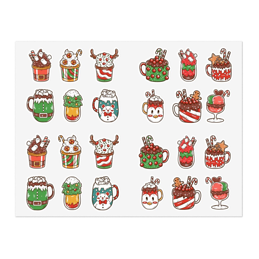 Christmas Themed Drink Sticker Sheet Festive Holiday Decor, DIY Crafts ...