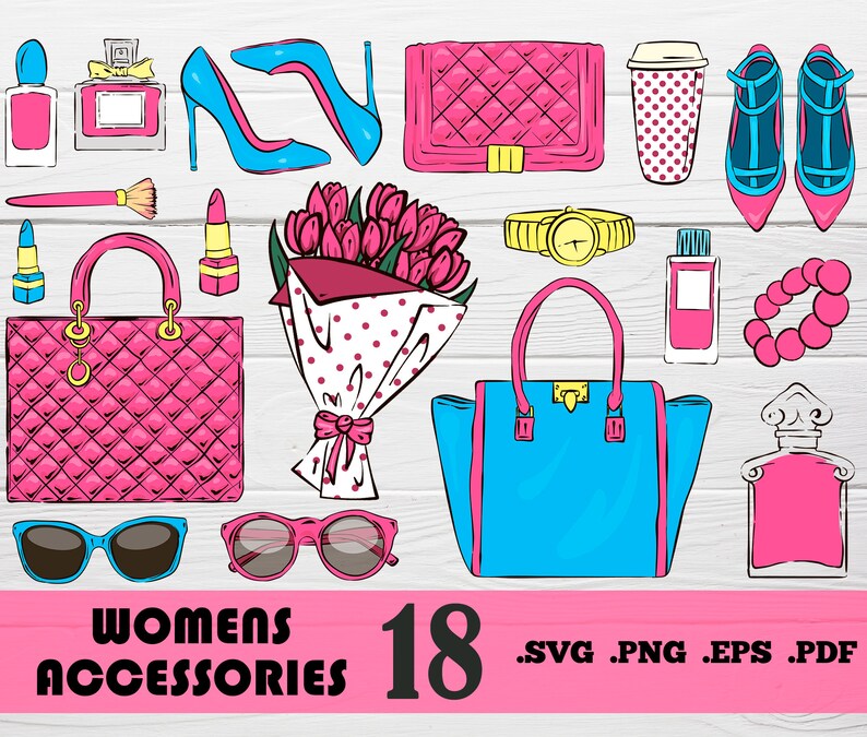 Women Accesorise Svg,flowers Svg,mirror Svg,shoes Svg,lipstick Svg,nail ...