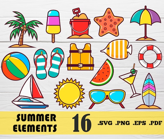 Summer Clipart Bundle Beach Clipart Tropical Clipart | Etsy
